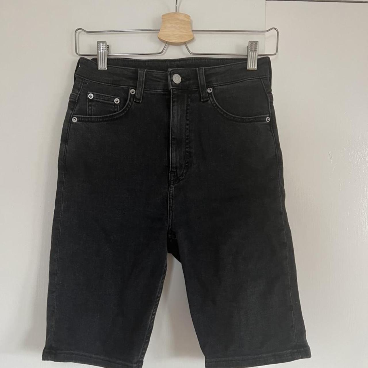 Weekday ‘body high’ cycling style long denim shorts... - Depop