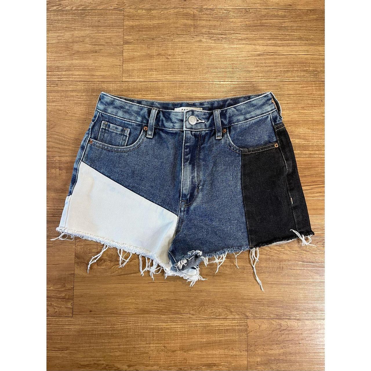 Pacsun High Rise Festival Color Block Denim Shorts Depop