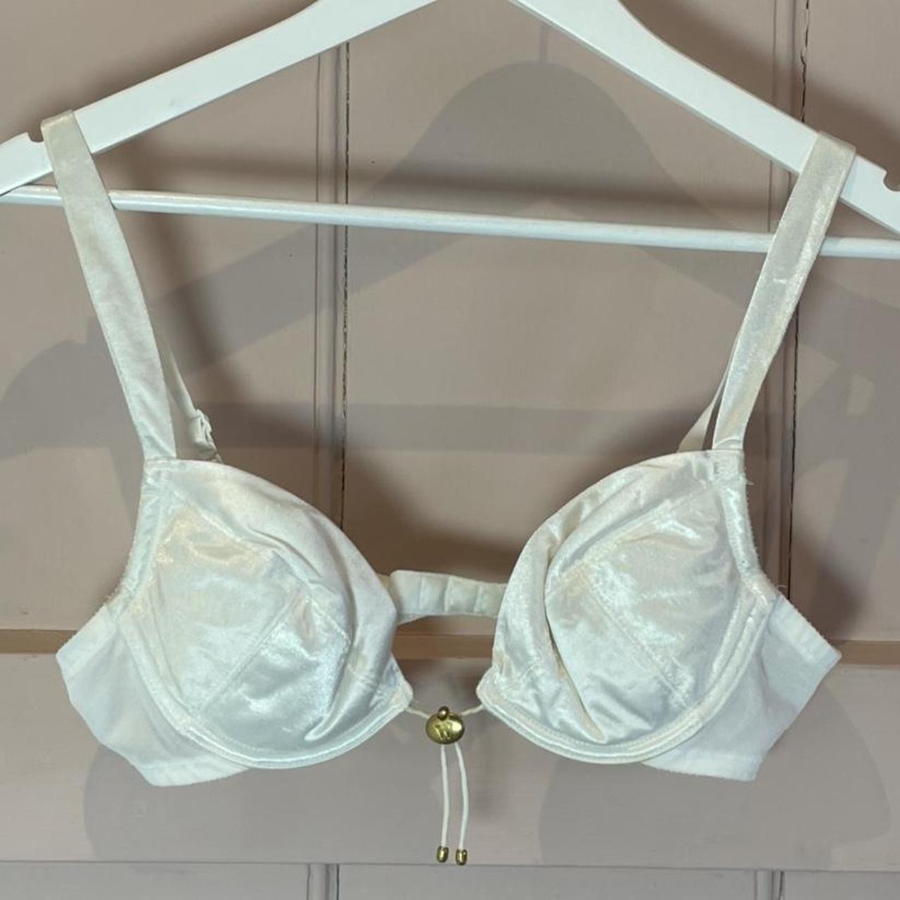Wonderbra white bra size 36a. gorgeous gold metal... - Depop