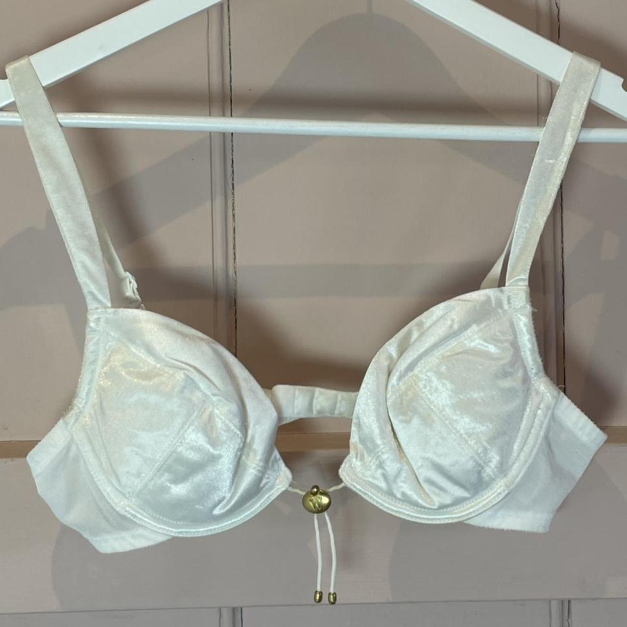 Wonderbra white bra size 36a. gorgeous gold metal... - Depop