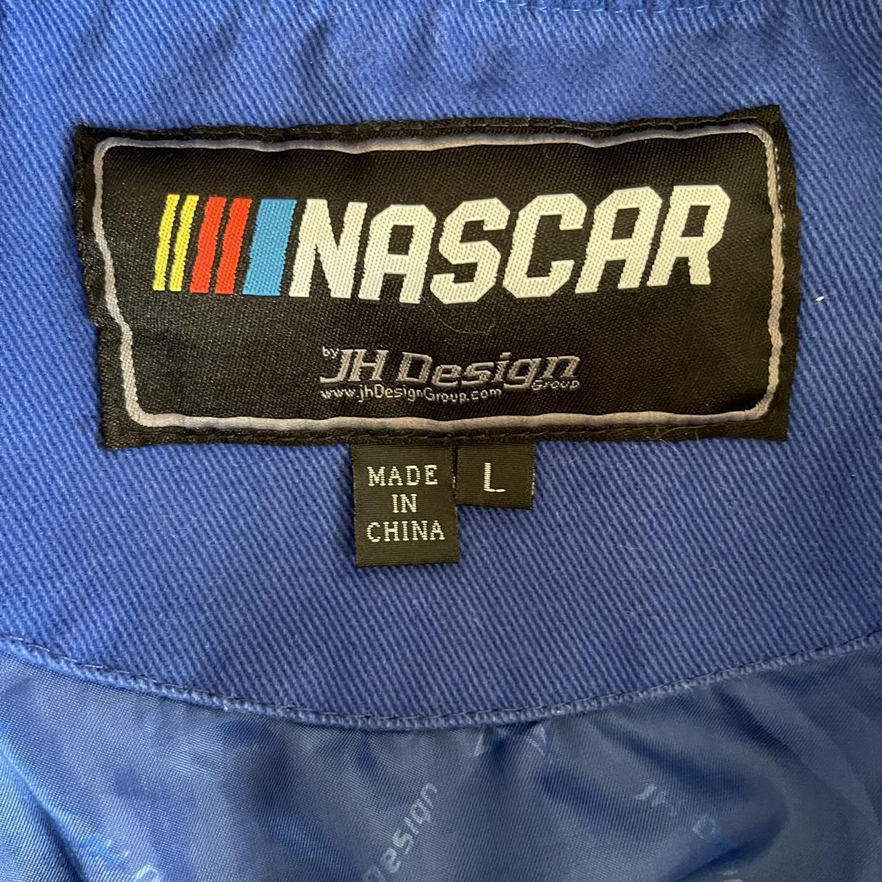 NASCAR Men's Blue and Grey Jacket | Depop