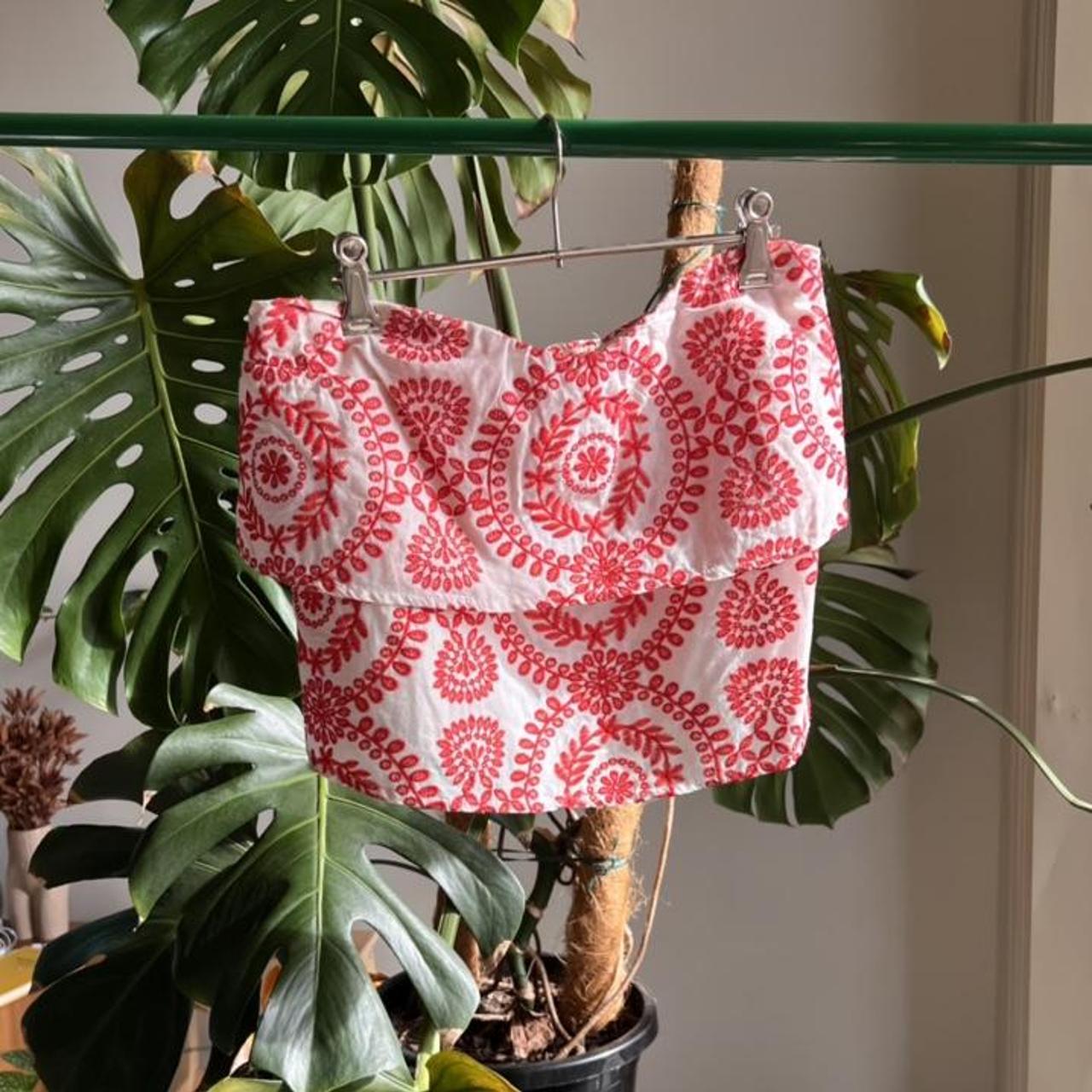 Kookai embroidered strapless top Size 36, pictured... - Depop