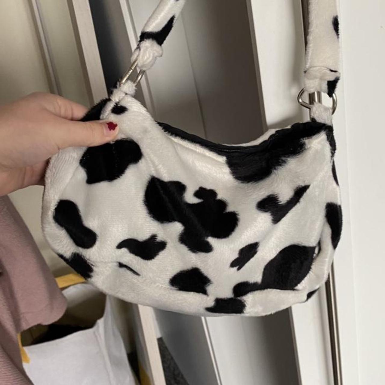 Handmade cow print shoulder bag worn a few times,... - Depop