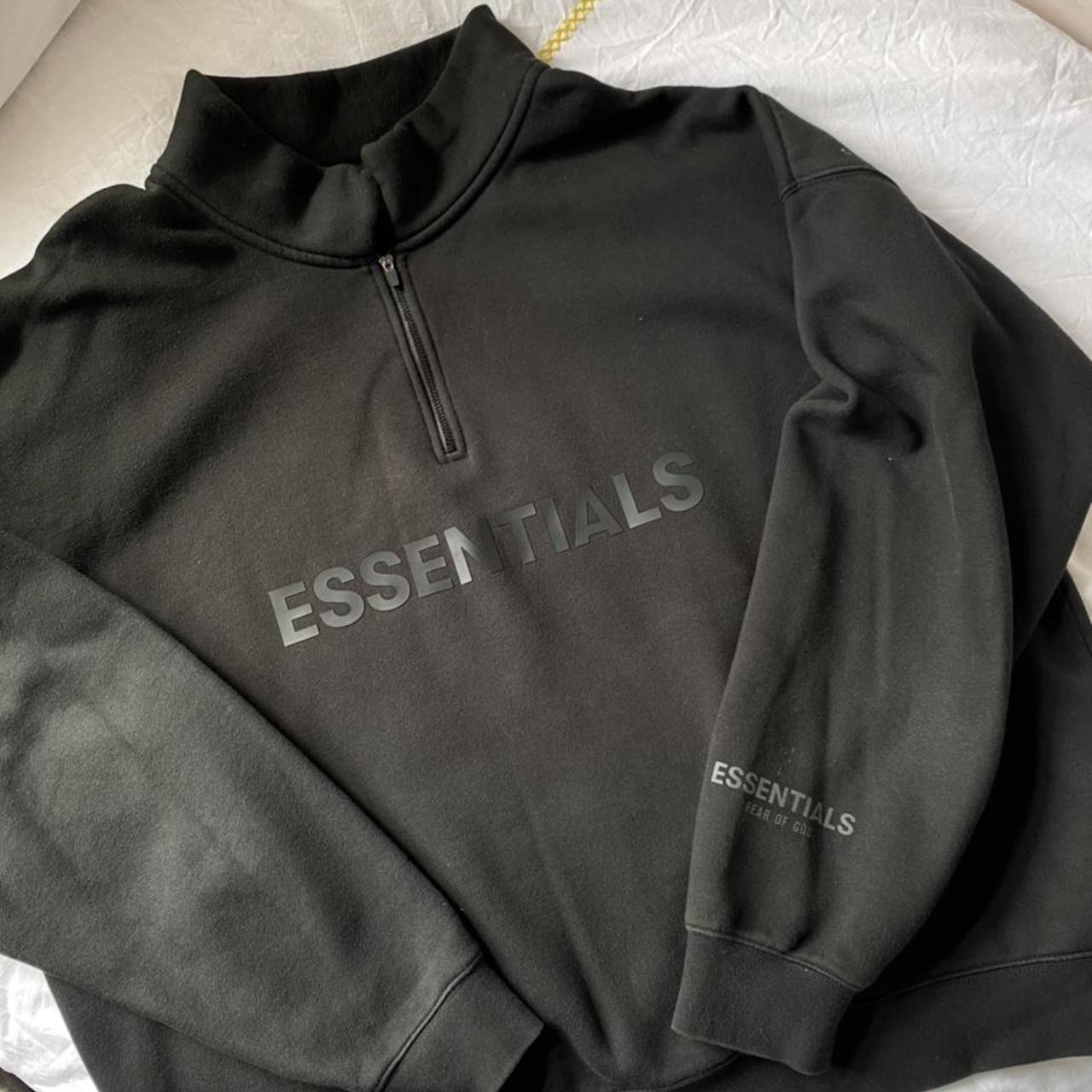 Original Essentials black sweatshirt with zip detail... - Depop