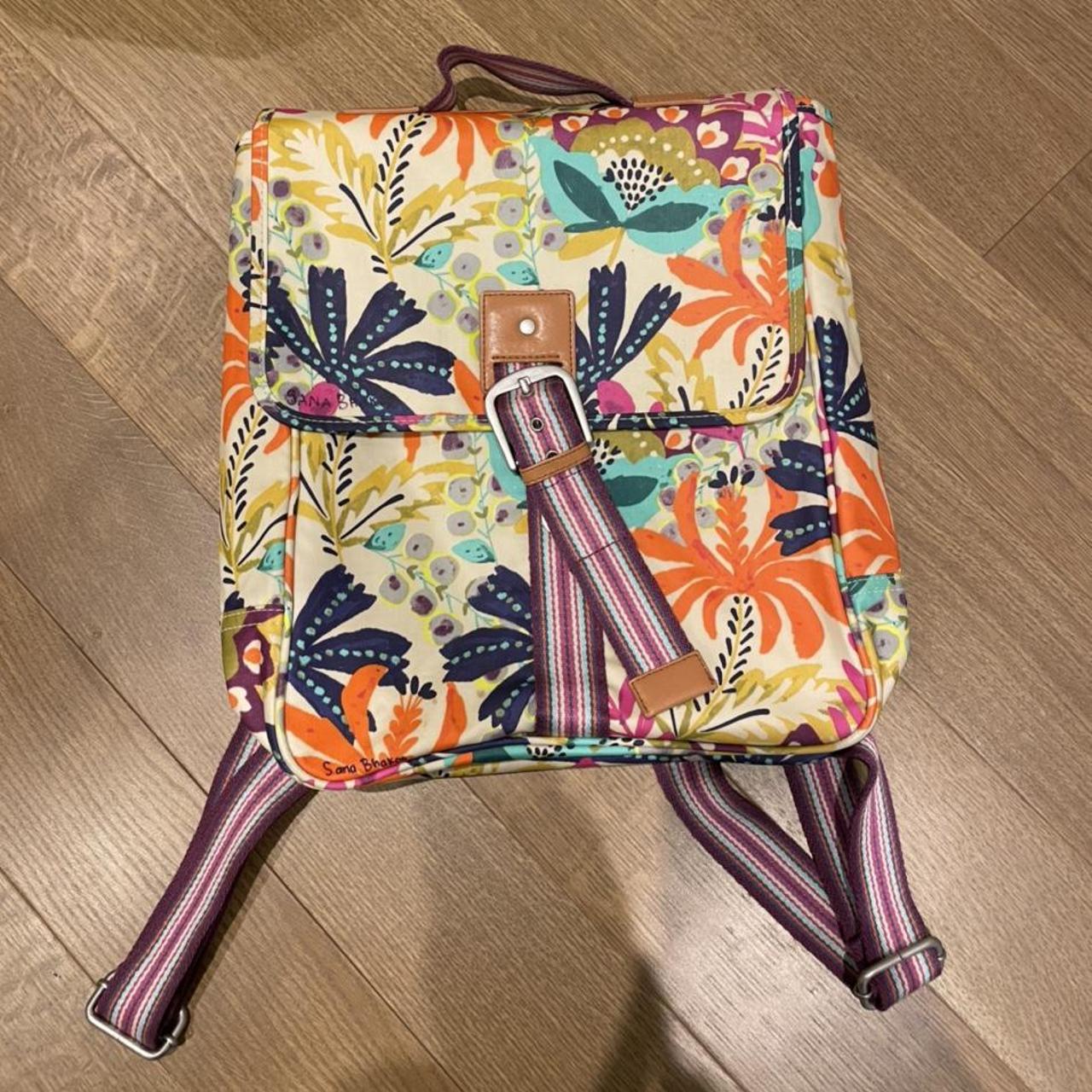 Floral Backpack In Good Condition Waterproof... - Depop