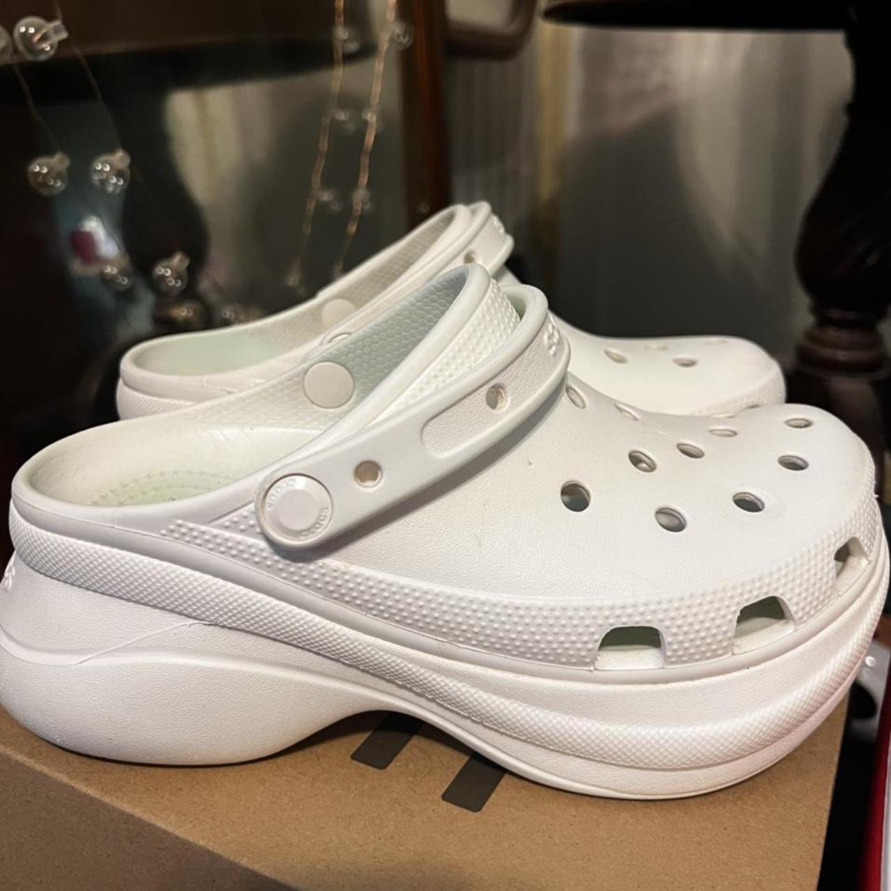 White platform crocs size women’s 7. These clean... - Depop