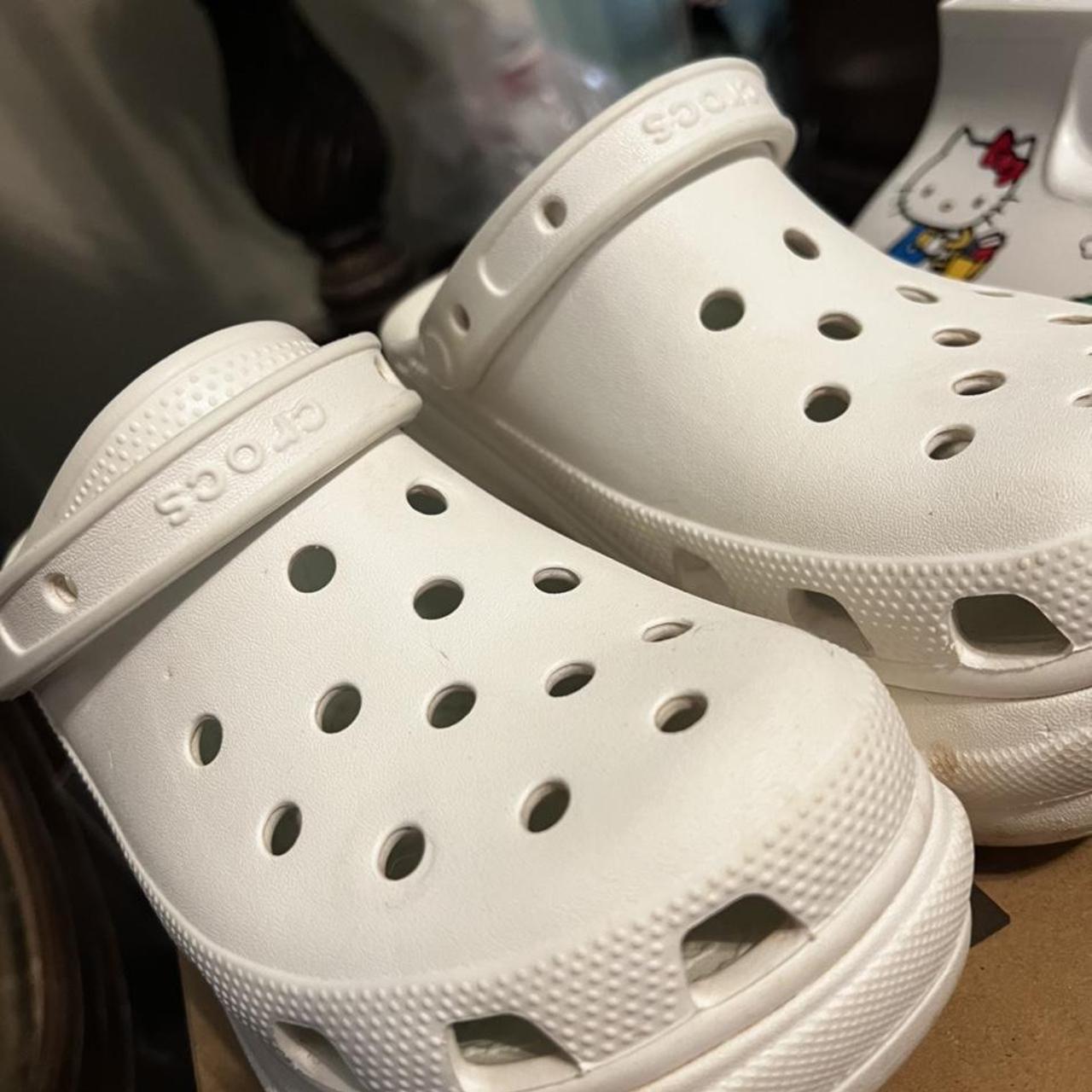 White platform crocs size women’s 7. These clean... - Depop