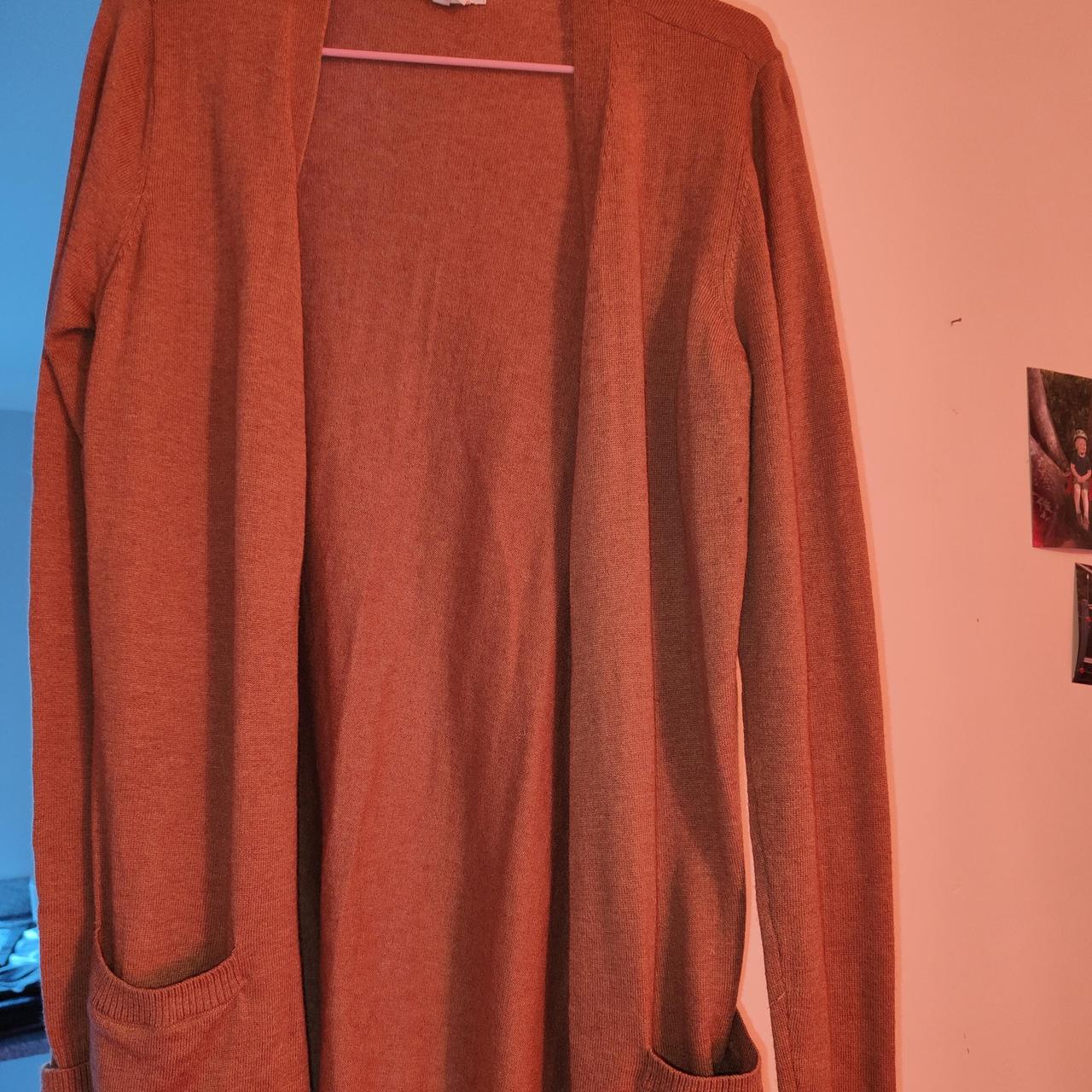 Fat Face long length cardigan , size 10, colour rust... - Depop