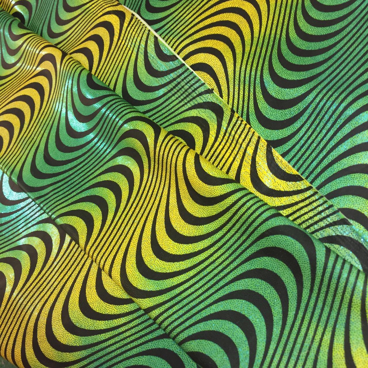 NEW FABRIC 🌟Wavey green/yellow ombré lycra.... | Depop