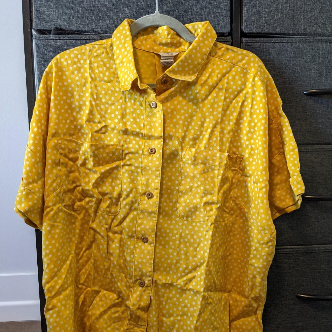 Women's yellow button down shirt (plus size) Size -... - Depop