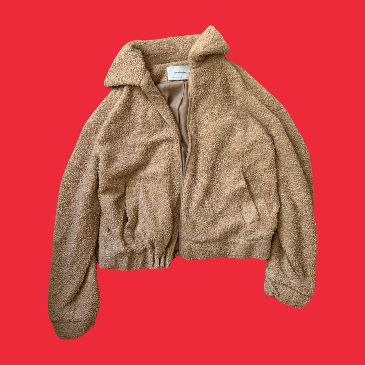 stradivarius teddy bear jacket size M like new - Depop