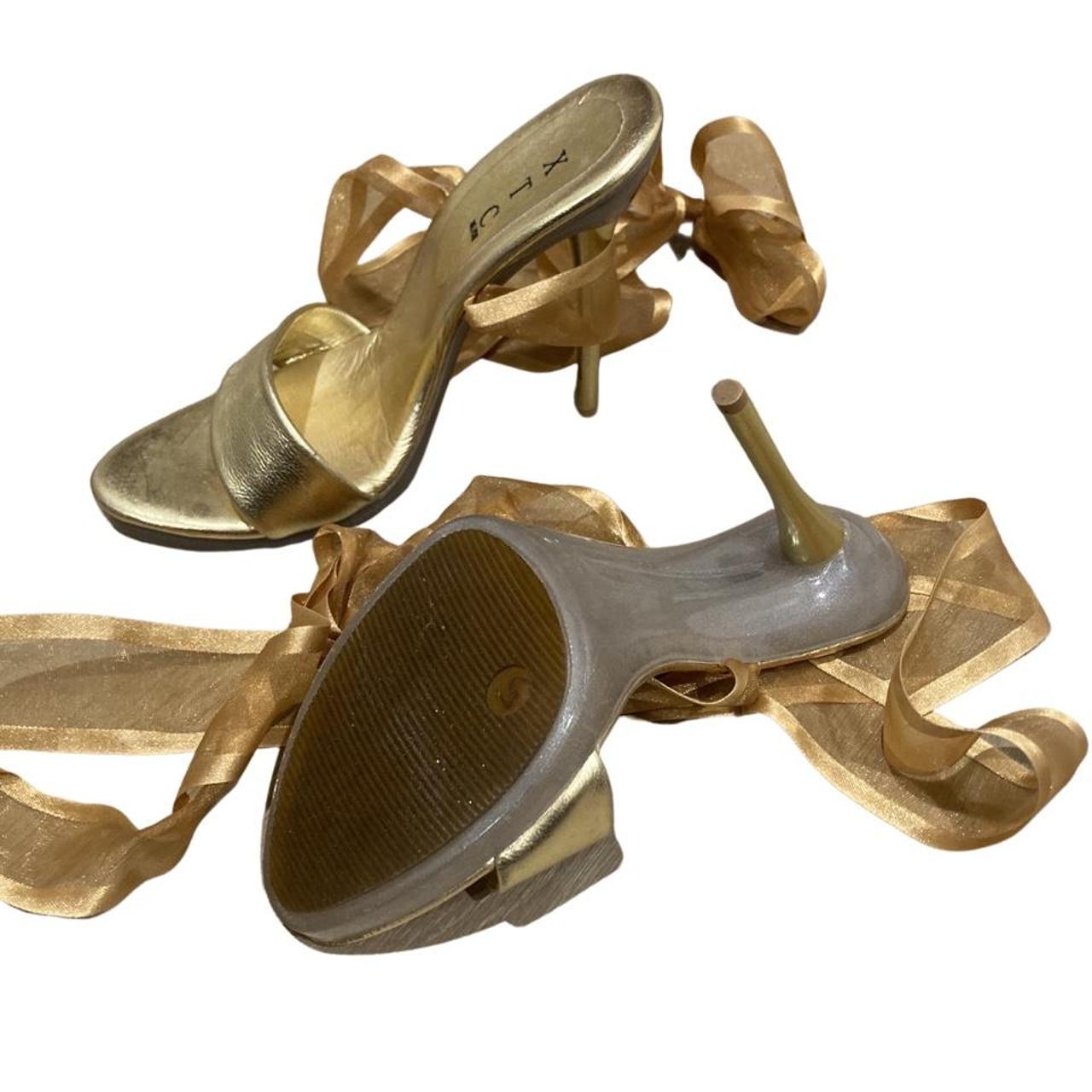 Gold Ribbon Lace Up Y2K Heels by XTC Melrose🔑 These... - Depop