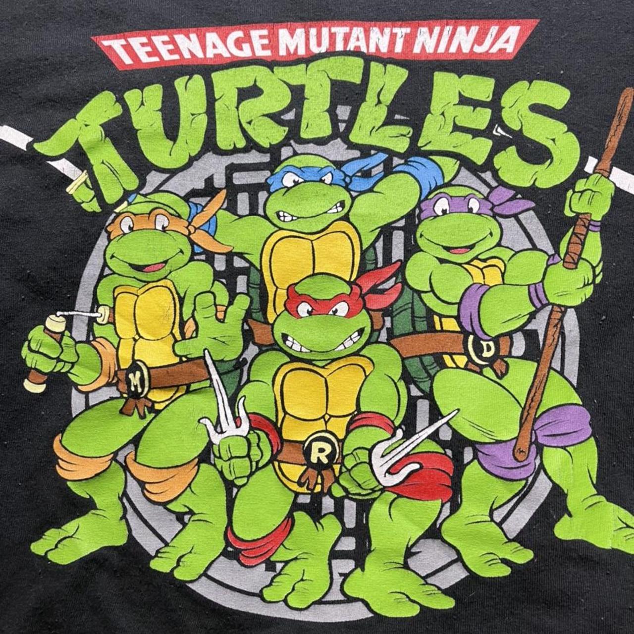 Crop top black Nickelodeon TMNT ninja turtles crop... - Depop