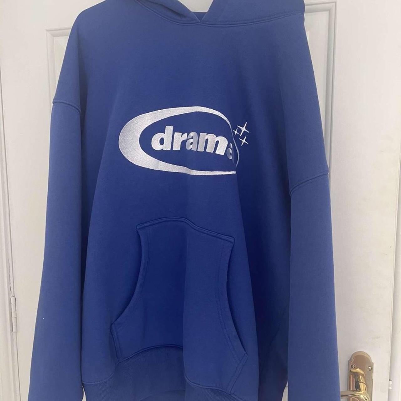 Dark Blue Drama Call Embroidered Hoodie Condition Depop dark-blue-drama-call-embroidered-hoodie-condition-depop