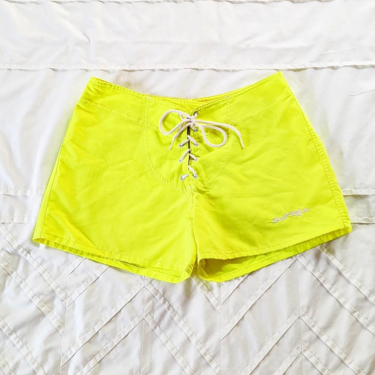 90s neon board shorts from Surf Style Tagged size M... - Depop