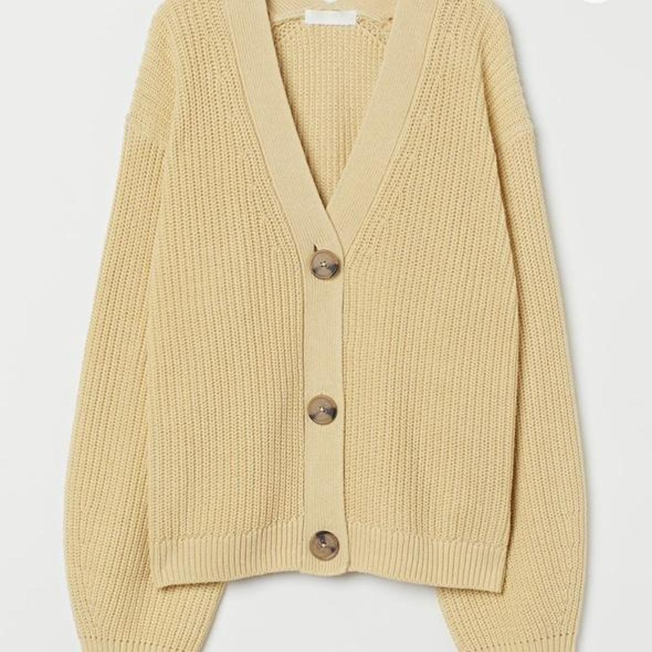H&M Women's Yellow and Cream Cardigan | Depop