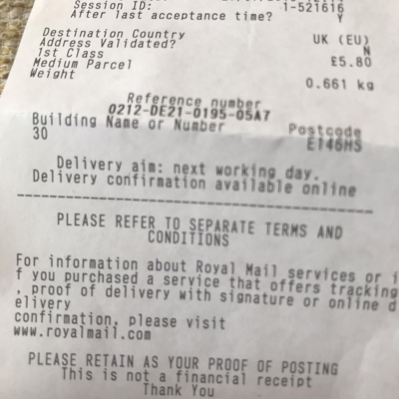 Proof of postage | Depop