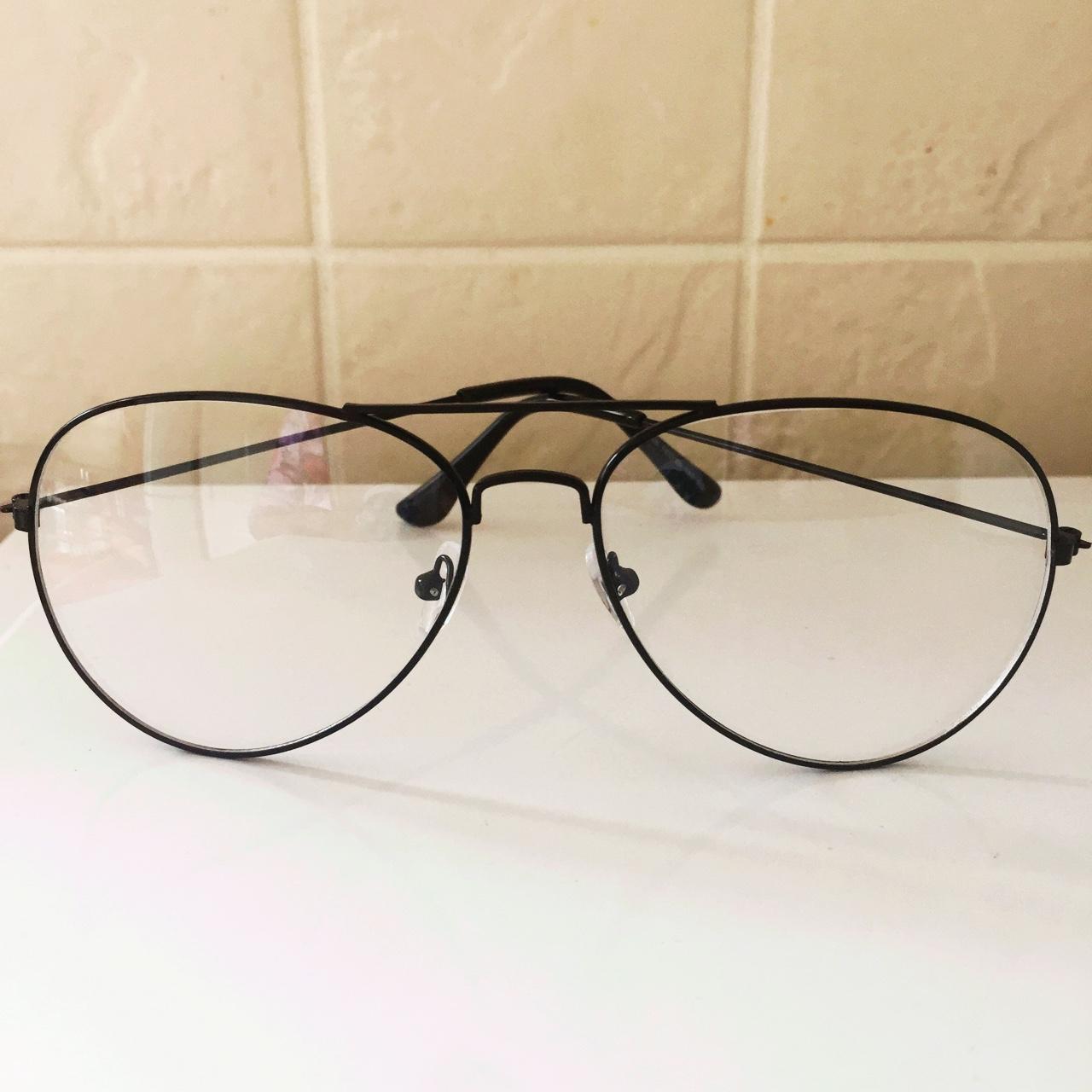 Black Frame Clear Aviator Glasses Clear Aviator... - Depop