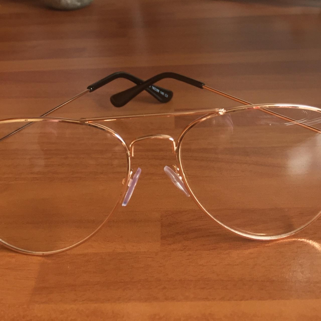 Gold Frame Unisex Clear Aviator Glasses BRAND NEW... - Depop