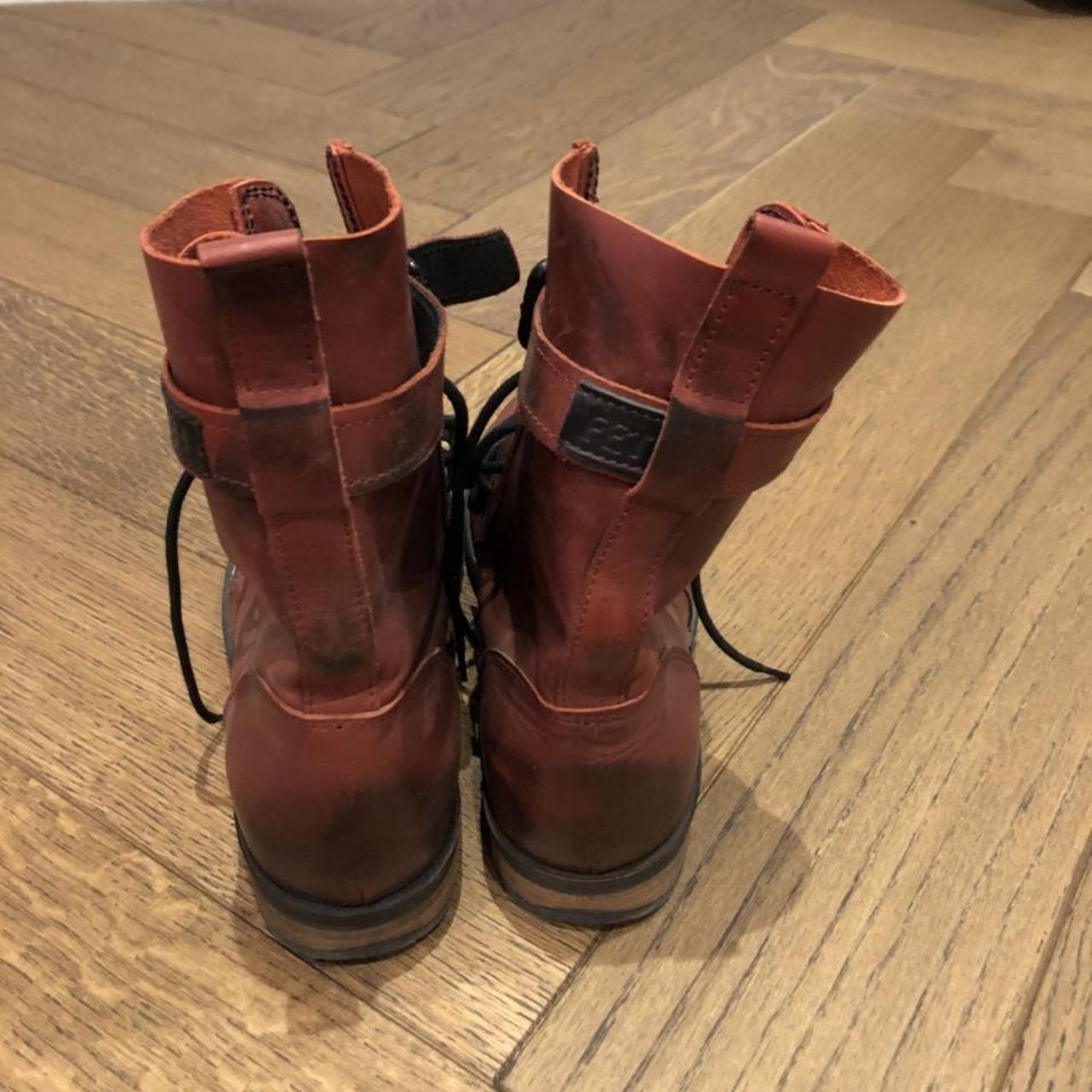 Red leather biker boots never worn excellent... - Depop