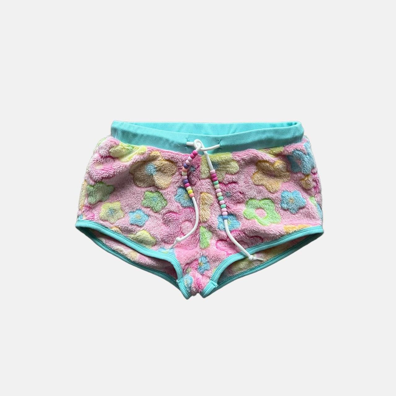 Pink fluffy cute floral pastel rainbow style beaded... - Depop