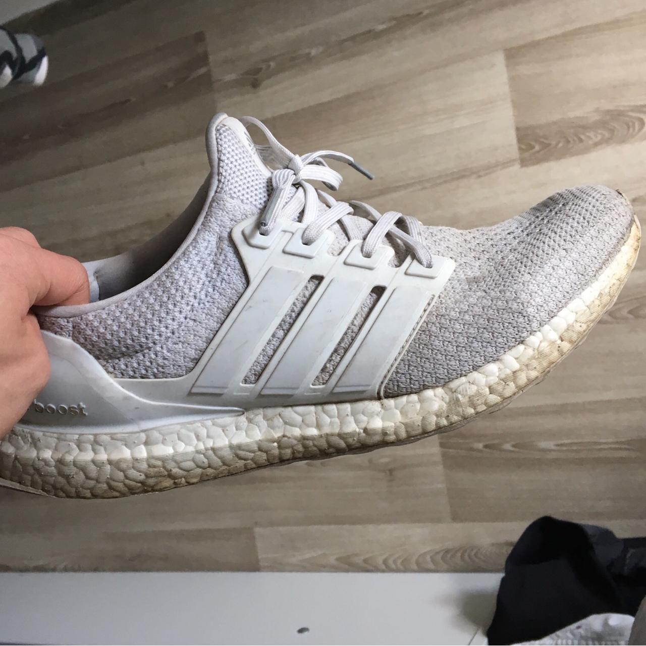 Adidas triple white ultra boost 2.0 - worn heavily -... - Depop