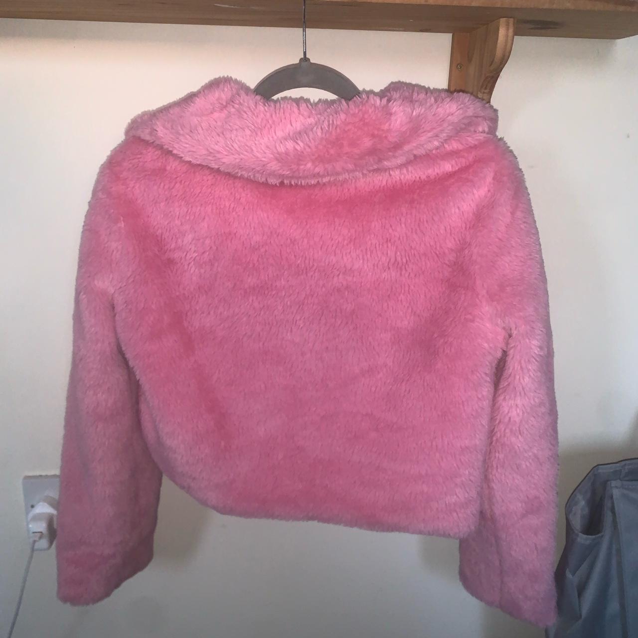 Vintage super soft pink fluffy jacket Cropped pink... - Depop