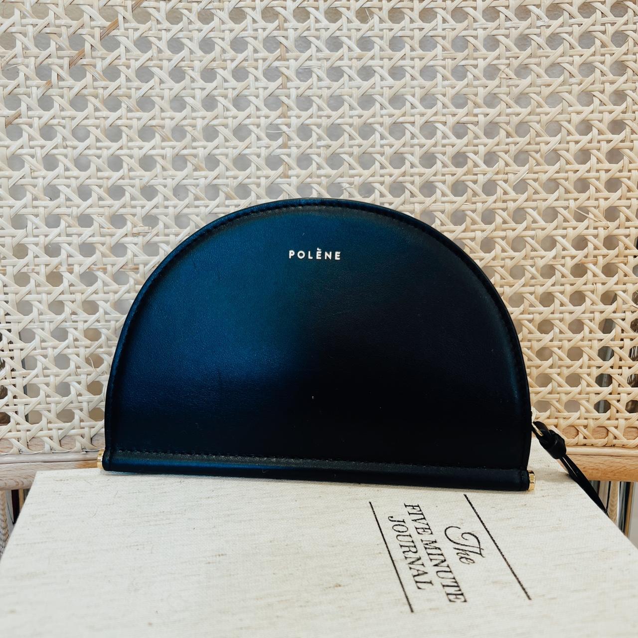 polène black leather half moon wallet (demie lune... - Depop