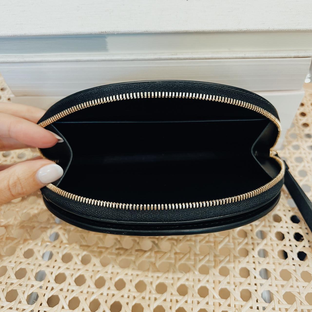 polène black leather half moon wallet (demie lune... - Depop