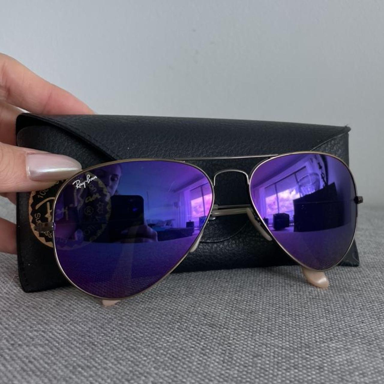 Ray-Ban Aviator Polarized Purple Sunglasses Great... | Depop