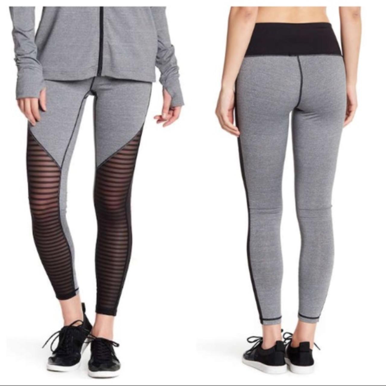 bebe Sport Shadow Strip Mesh Inset Legging They... - Depop