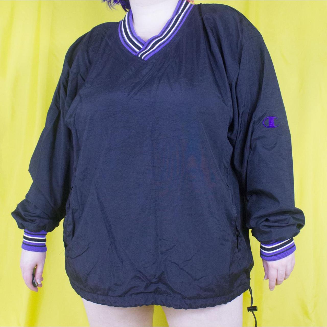 ⛈ *PLUS SIZE* VINTAGE 1990s BLACK & PURPLE SLEEVE... - Depop
