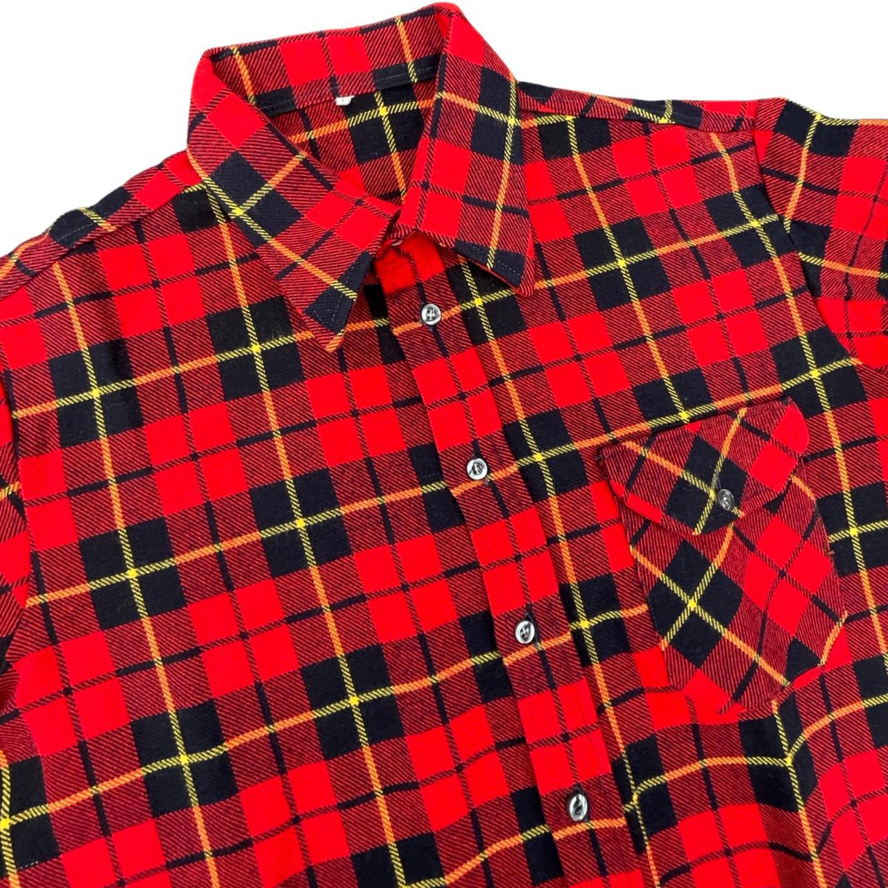 Red lumberjack check flannel shirt. Vintage with... - Depop