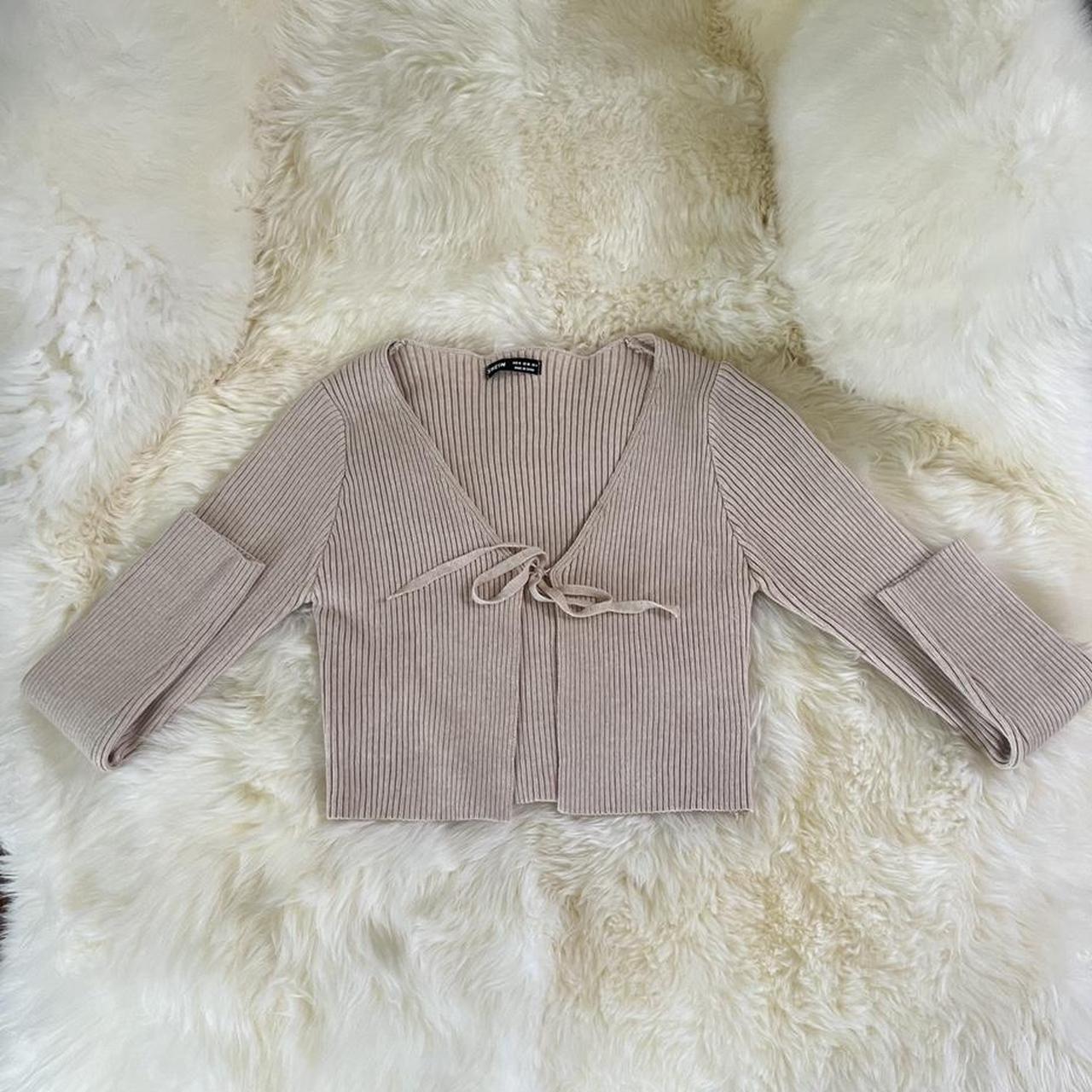 Shein Tan Rib-Knit Cardigan! Super soft & stretchy!... - Depop