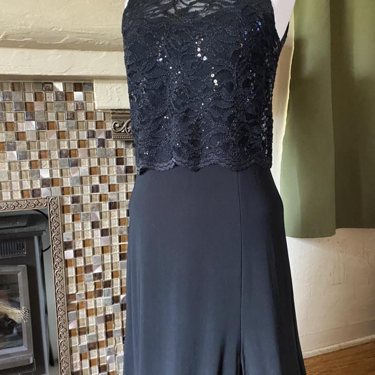Long Black Night Way Dress Sequin Top Open... - Depop