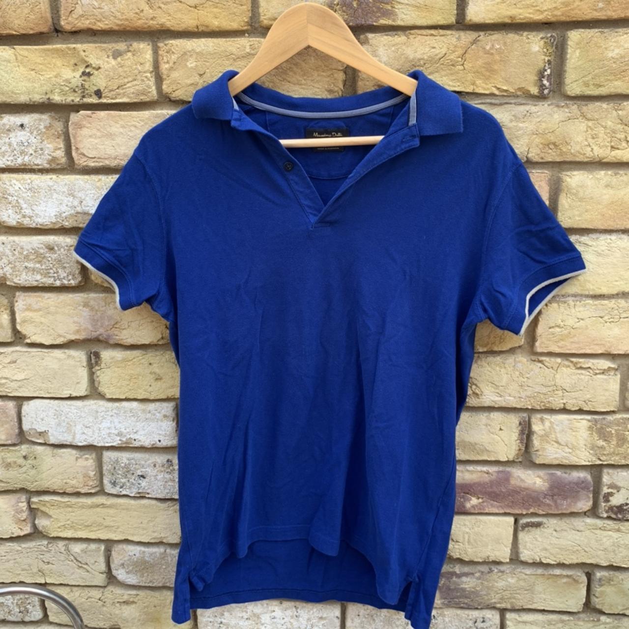 Massimo Dutti blue polo top slim fit size M Used... - Depop
