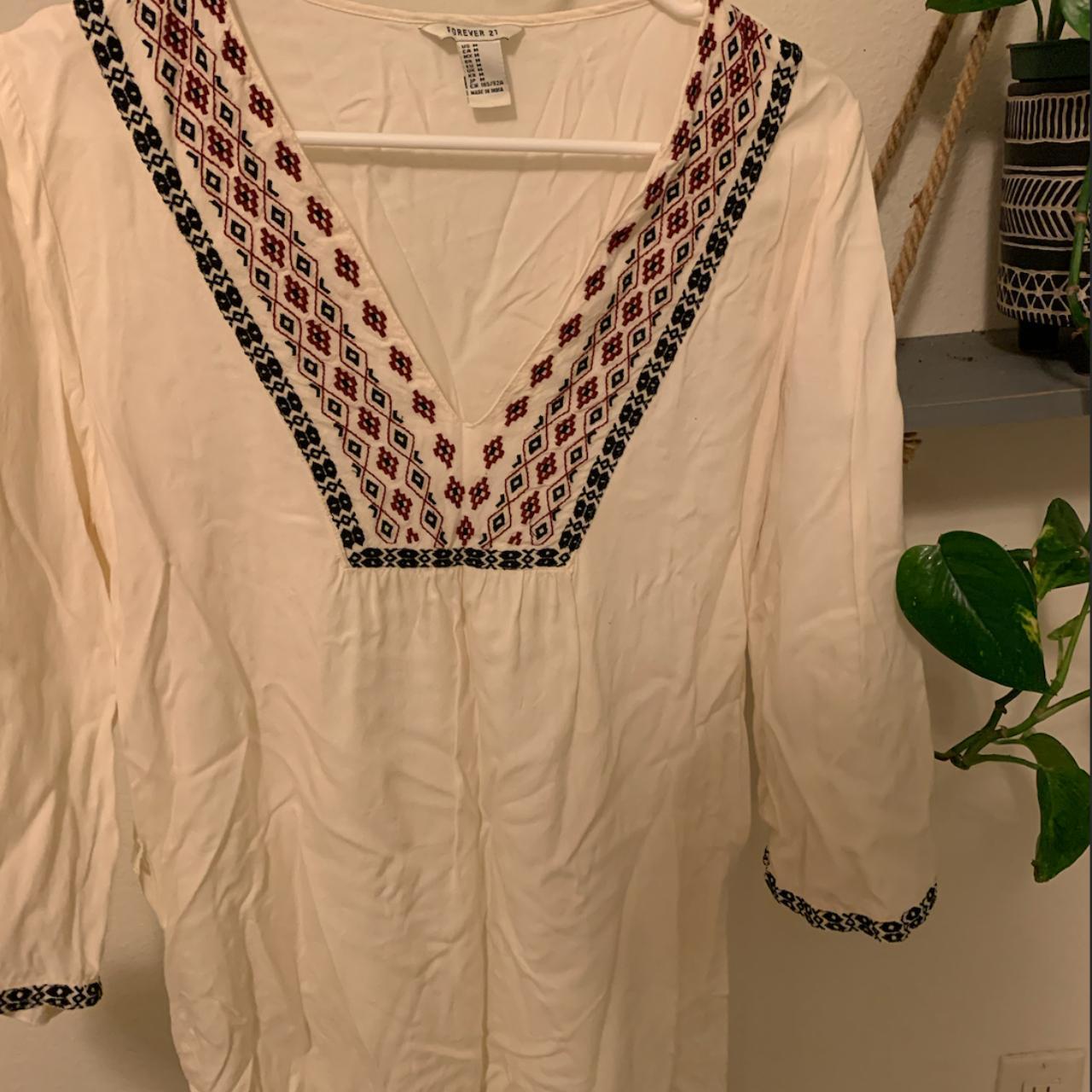 Bohemian Dress with Embroidery - Depop