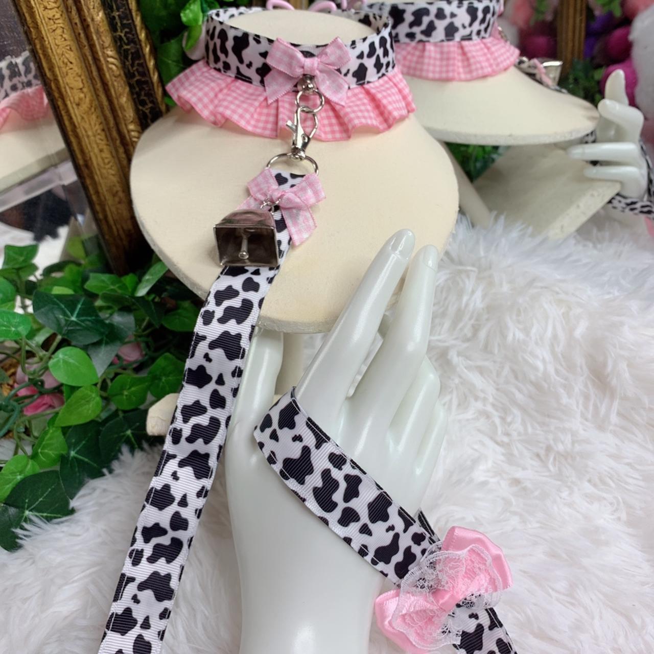 Cow print cowgirl collar & leash bundle 💗 The choker... | Depop