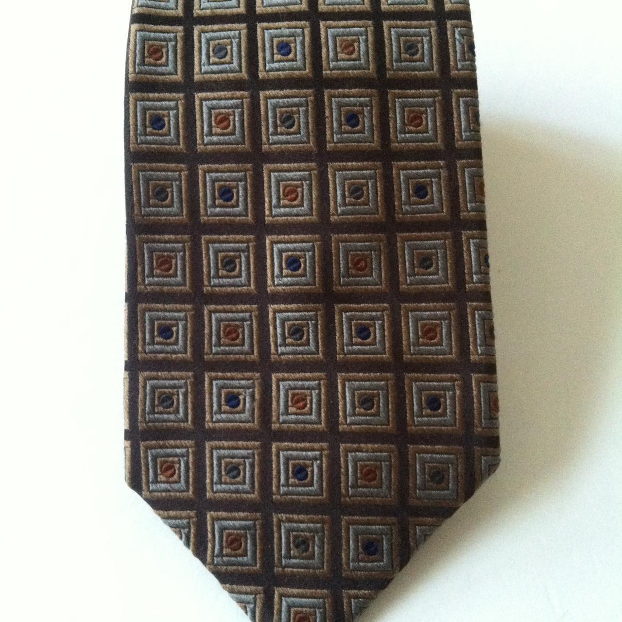 ROBERT TALBOTT MEN'S NEW BROWN 100% SILK PLAID... - Depop