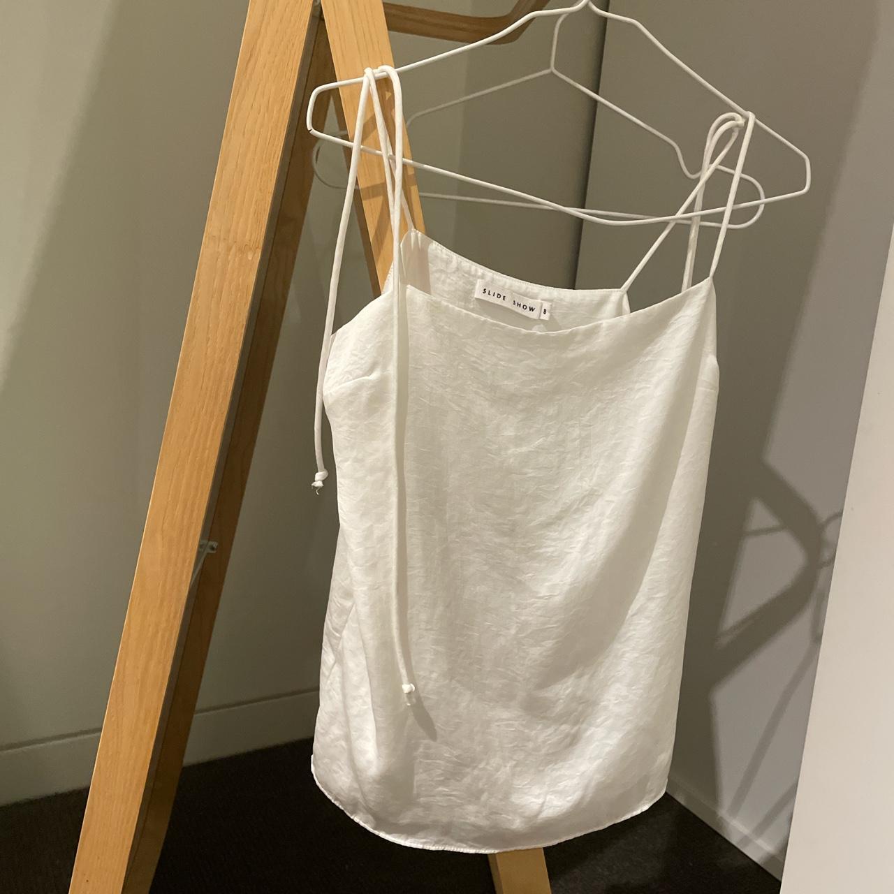 flowy silk white cami top 😺 perfect condition only... - Depop