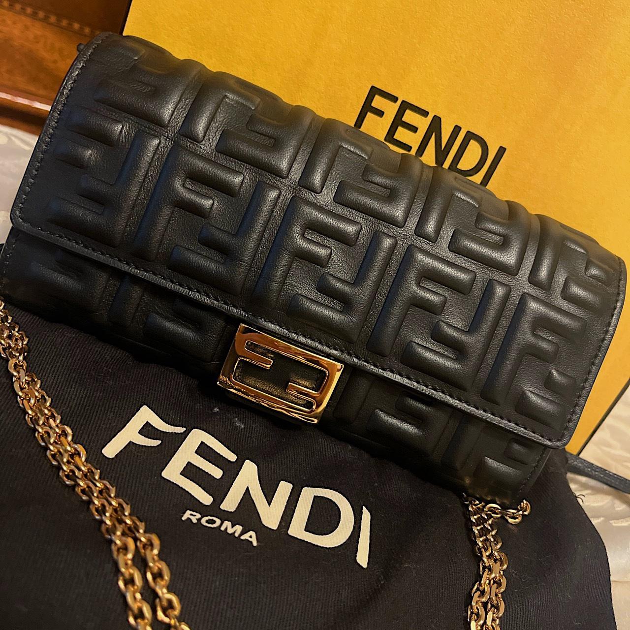 Authentic Fendi black mini bag with gold hard ware... - Depop