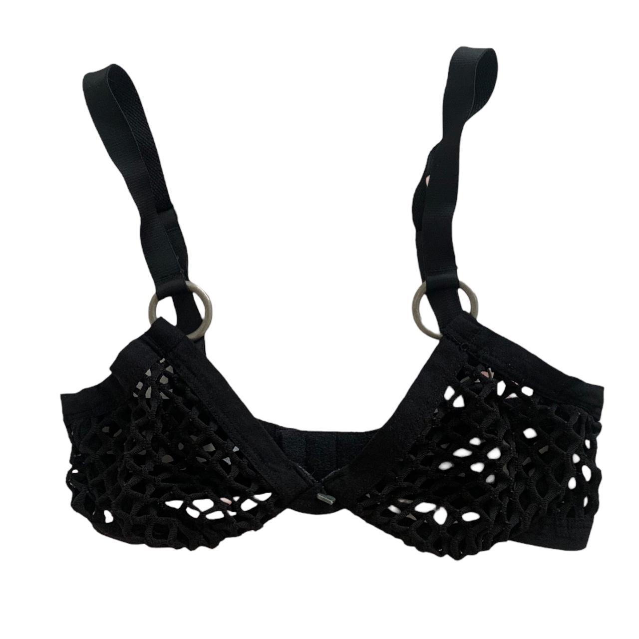 blackheart fishnet bra with silver hardware o-rings... - Depop