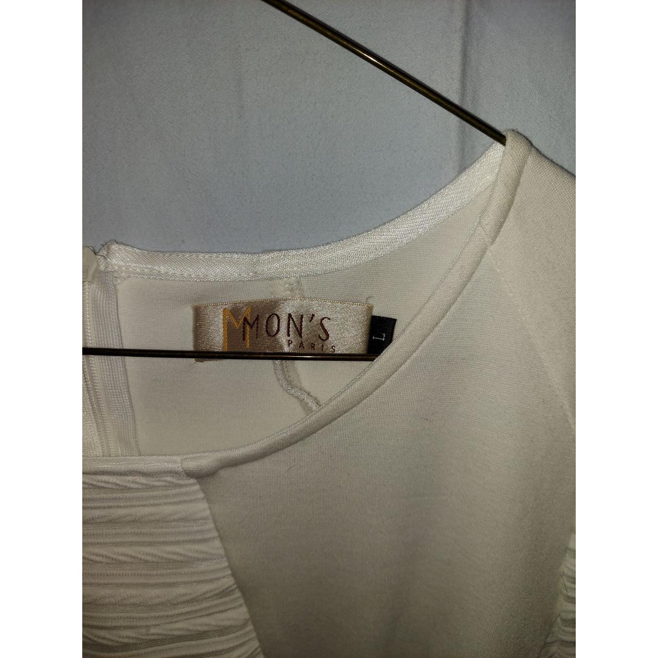 Mon's Paris White Mini Dress with ribbed designs... - Depop