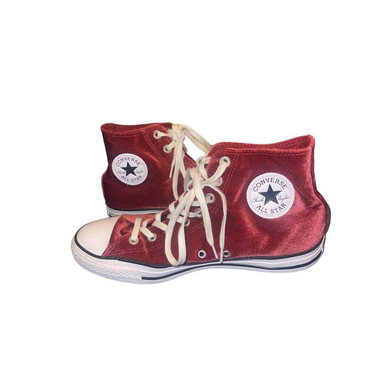Converse Red/Maroon Velvet High Tops size 11 ... - Depop