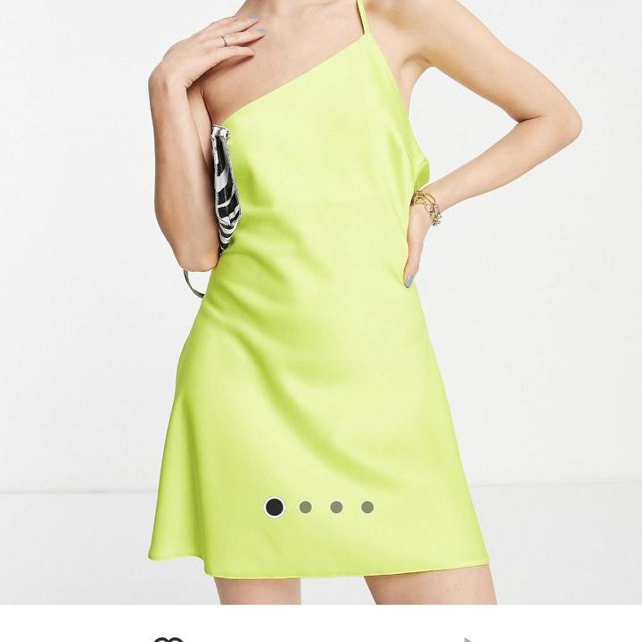 ASOS satin lime green dress. Worn for couple of... - Depop