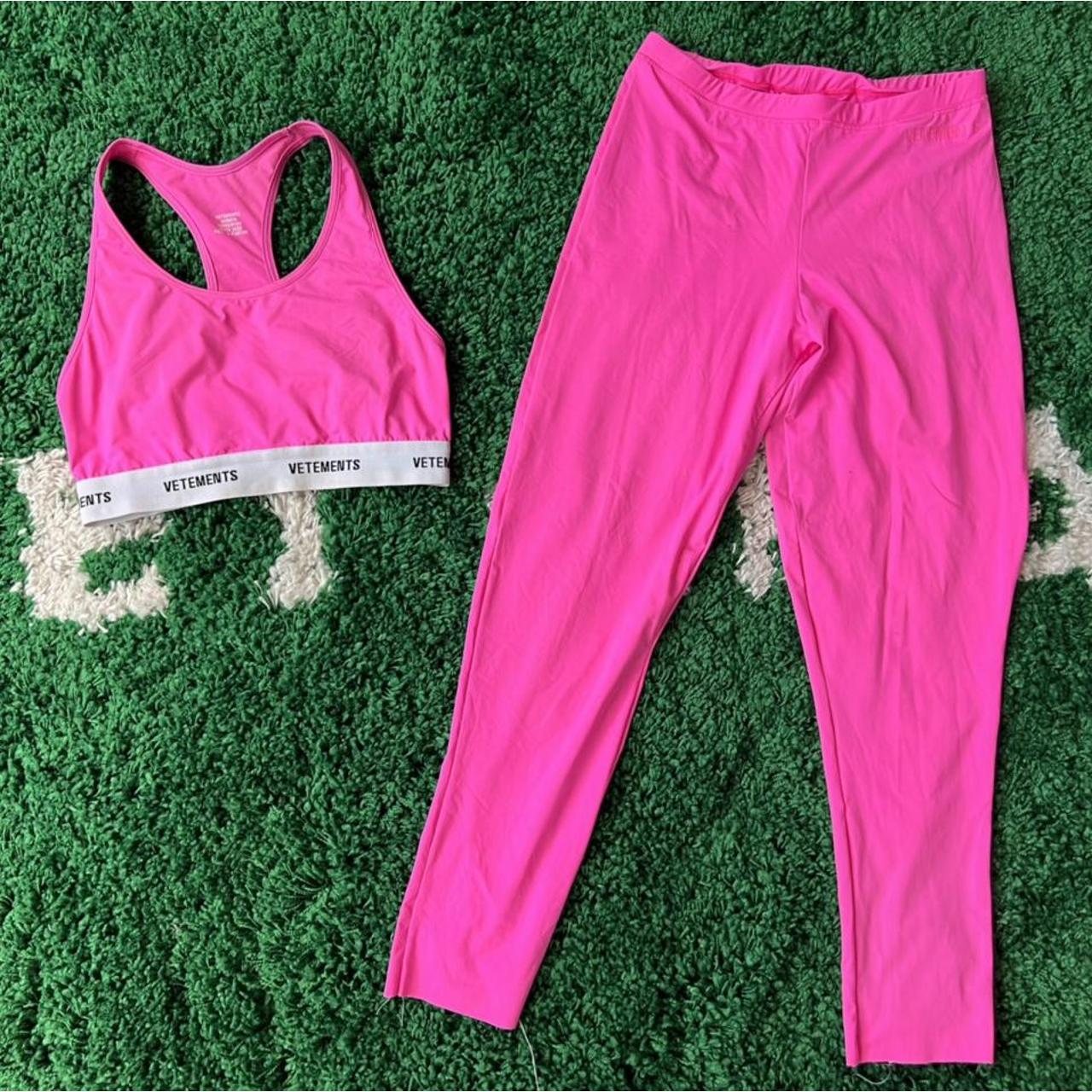 Vetements 2 Piece Leggings Set (hot pink) #vetements... - Depop
