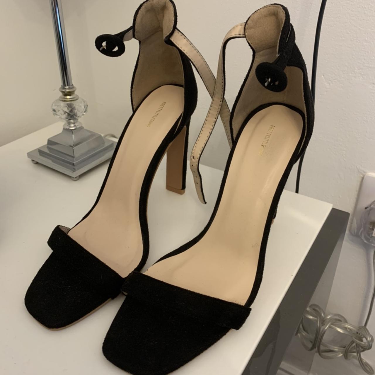 Pretty little thing black barely there heels - size... - Depop