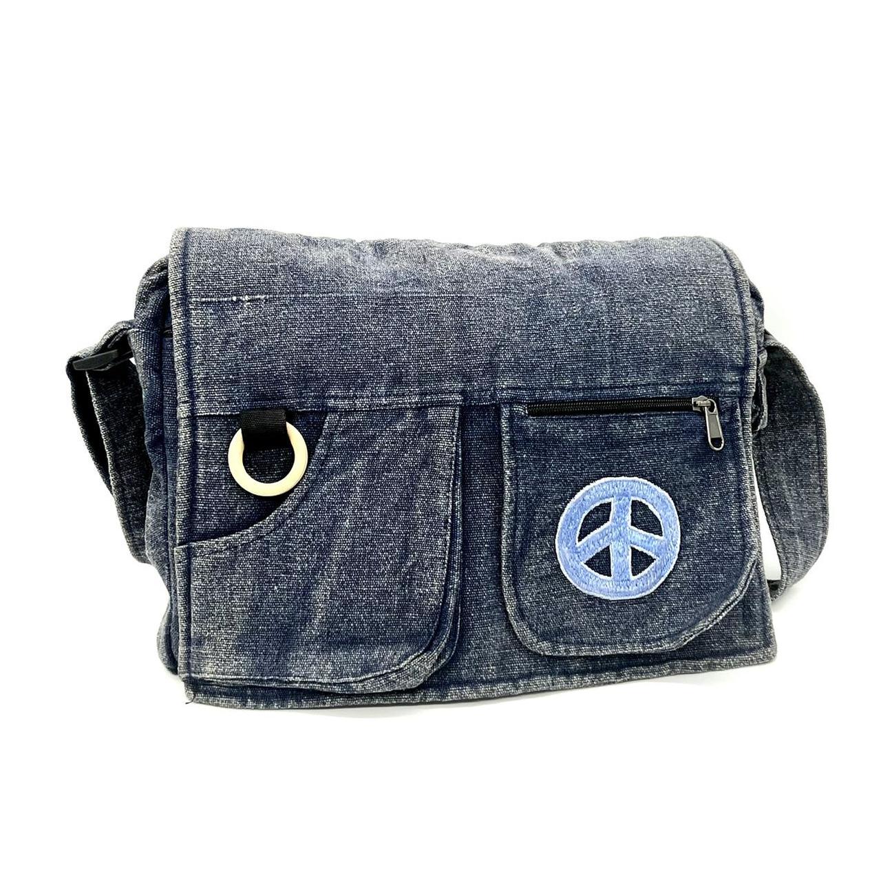 Koshi Stone-Washed Laptop Bag- Peace embroidery,is a... - Depop
