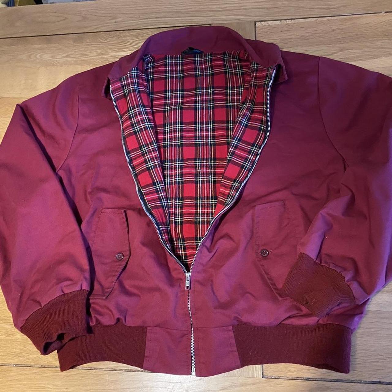 Mens tartan lined Jacket Made in England Burgundy... - Depop