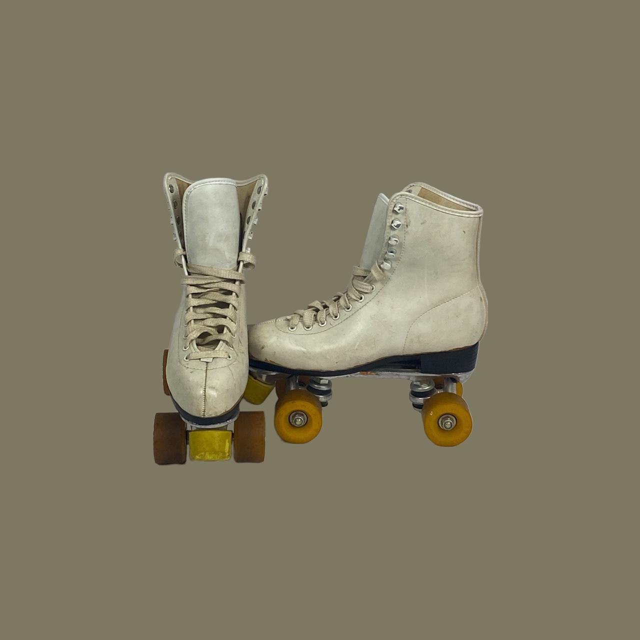 Antique Vintage White Roller Skates, with original... - Depop